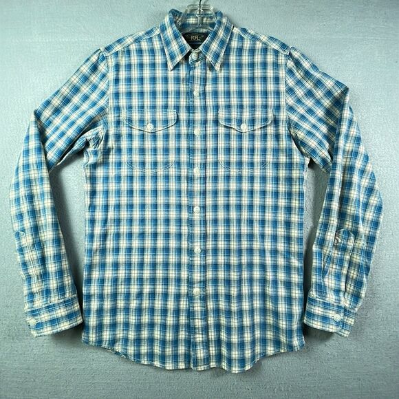 Ralph Lauren Double RL | Shirts | Rrl Ralph Lauren Double Rl Shirt Mens Small Plaid Western Long ...